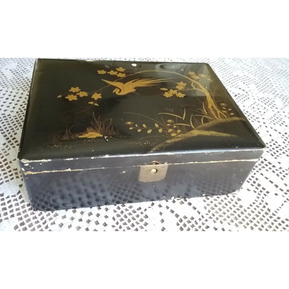 Accents | Antique Lacquered Japanese Wooden Box Phoenix Bird | Poshmark